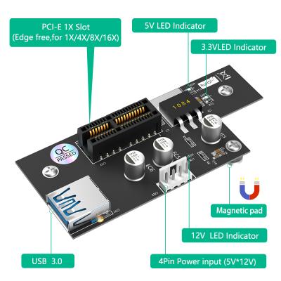 Cina Adattatore Riser PCI-E 1X a 16X 22cm con Piedini Magnetici in vendita