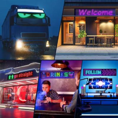 China Scrolling Huge Bright Advertising LED Signs, 23.4''x4.7'' Flexible Custom USB 5V Bluetooth APP Control Text Pattern Animation Programmble LED Sign for Car Store Home Office Bar Hotel and school for sale