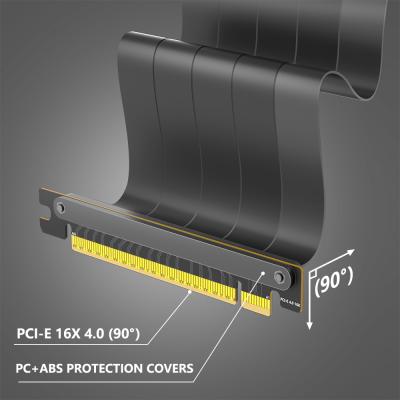China PCIE 4.0 Extension Cable, Black 16x Shielded High Speed GPU Riser Cable with PCI Express Port for GPU Extension Card, Length 20cm( Dual 90 Degree ) for sale