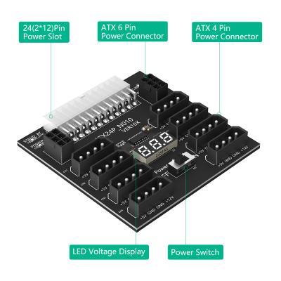 China Upgrade Version ATX Power Supply Breakout Board with 4 Pin and 6Pin Power Connector and LED Voltage Display for CHIA Mining for sale