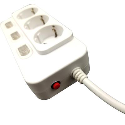China 3 outlet Germany Type Extension Socket With Indivial On/Off Switch for sale