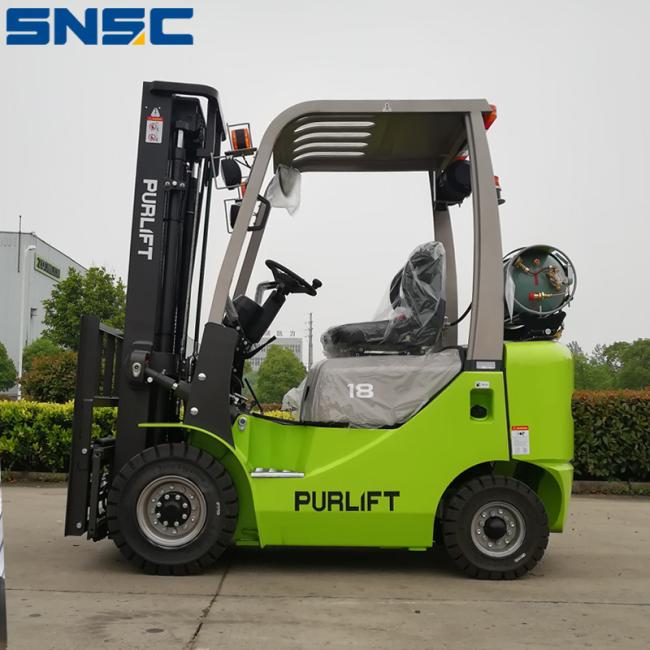 Nissan FL18 Forklift side view showing engine compartment