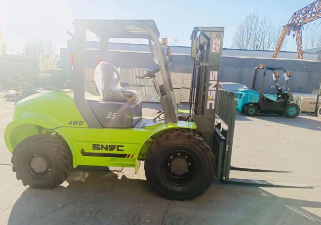 Side view of off-road forklift