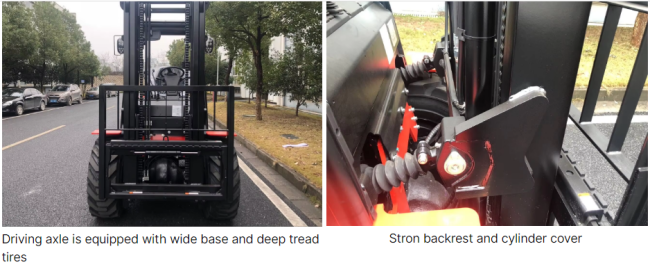 Close-up of forklift controls and features