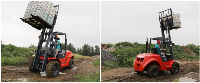 Forklift operating in industrial environment