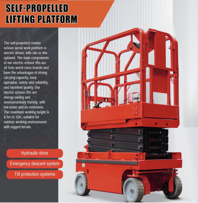 SNSC Self-propelled scissor lift platform front view