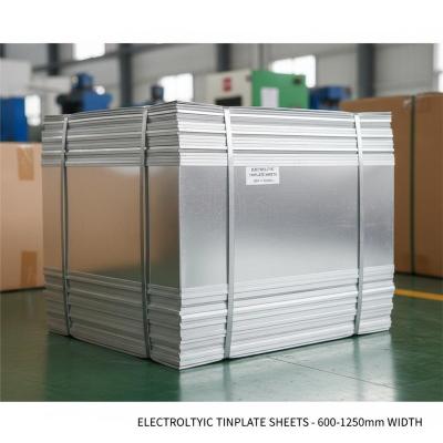 China Width 600mm to 1250mm Electrolytic Tinplate Sheets Tinplate Sheets Suitable for Protective Packaging and Industrial Uses for sale