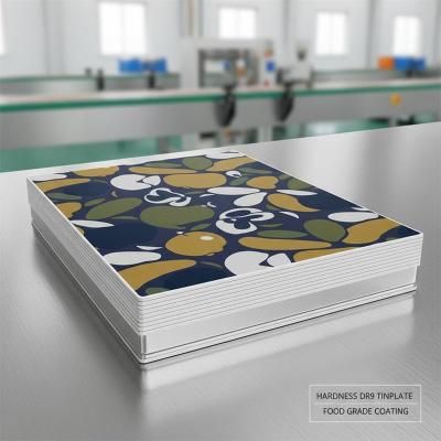 China Hardness DR9 Tinplate Sheets Featuring Printed Outside and Durable Tin Coating Suitable for Food Container Manufacturing for sale
