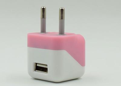 China 5 Volt 1 Amp EU Portable Wall Charger Adaptor Pink Color For Mobile Phone for sale