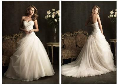 China Long Vintage Ball Gown Style Wedding Dresses Lace CZ Diamond Decoration for sale