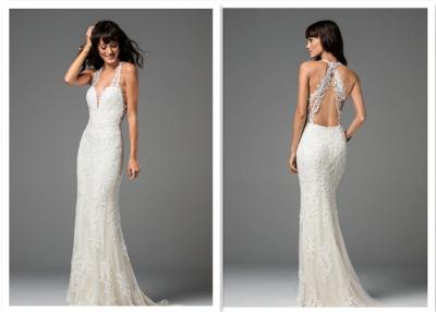 China Mermaid Luxury Ball Gowns , 3D Beading Strapless Lace Fit And Flare Wedding Dress for sale