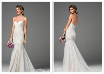 China Classic Chiffon Fit And Flare Wedding Gown For Slim Ladies Multi Layer Design for sale