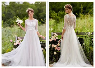 China Fairy Style Pretty A Line Style Wedding Dresses With Half Long Sleeves for sale