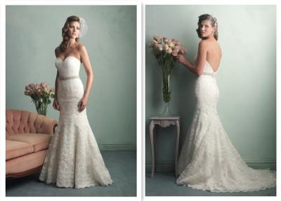 China Elegant Fancy Embroidered Mermaid Tail Wedding Dress With Long Train Heart Design for sale