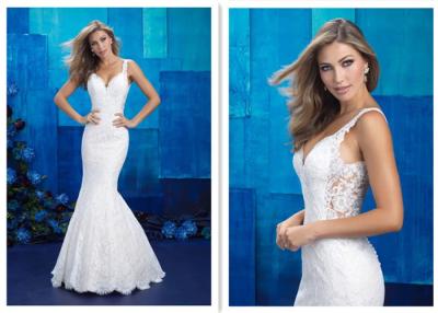 China Tulle Sleeveless Mermaid Wedding Dress Long Straps CZ Diamond Decoration for sale