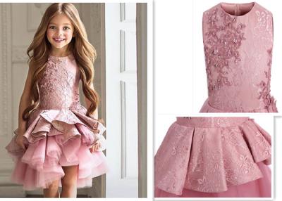 China Princess Pink Lace Flower Girl Dress / Birthday Little Girl Flower Girl Dresses for sale