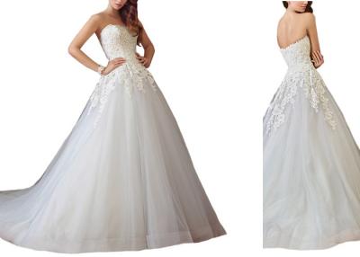 China Spring Beautiful Ladies Wedding Dresses With Crystal Pearls Decoration for sale