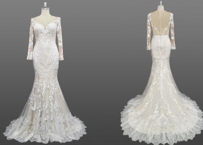 China Gorgeous Long Sleeve Ladies Wedding Dresses For Fitted Bridal And Women for sale