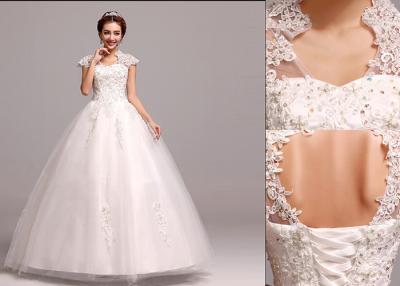 China Rhinestone Sweetheart Ladies Wedding Dresses Tiered Chapel Crystal Beaded for sale