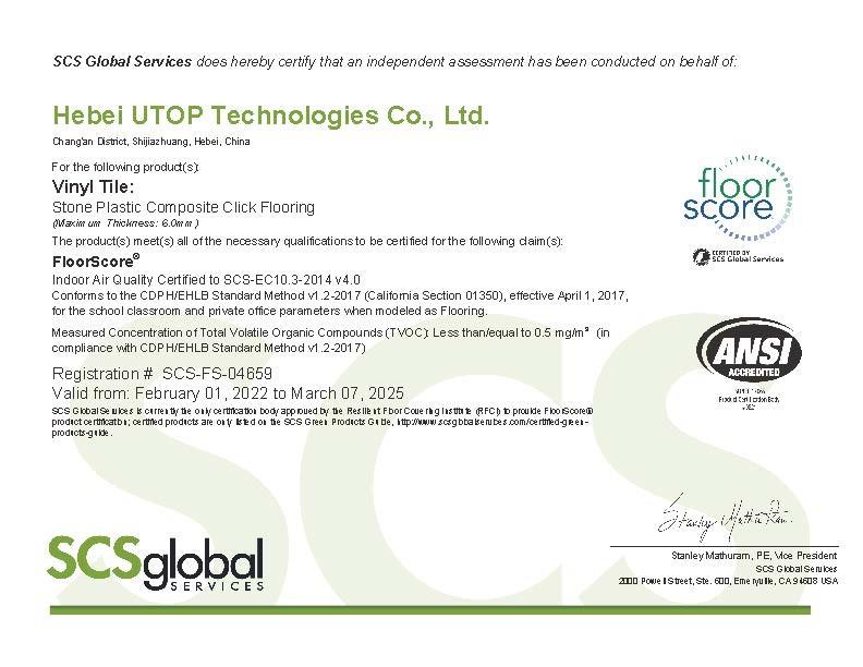 Floor score - HEBEI UTOP TECHNOLOGIES CO., LTD.