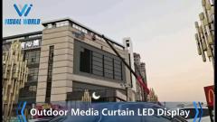 Display di tenda LED esterno fisso a facciata P15.625 trasparente impermeabile