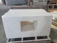 China Beige Solid Surface Vanity Tops For Bathrooms High Percentage Quartz for sale