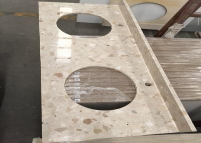 China Bancadas brancas de quartzo com as bancadas da cozinha das mancha do Aqua e de Brown à venda