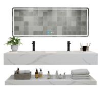 China Integrated Engineering Quartz Stone  Bathroom Vanity Tops for sale