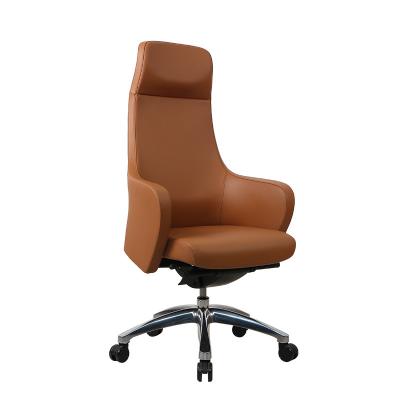 Cina Dirigente ergonomico di alluminio Mesh Chair della primavera di gas della sedia di cuoio 70mm dell'ufficio di Brown in vendita