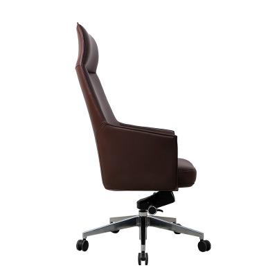 Cina Plancia curva sedia di cuoio ergonomica di rotolamento dell'unità di elaborazione Brown della sedia di compito di BIFMA in vendita