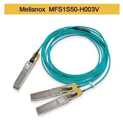 中国 MFS1S50-H003V AOCケーブル 200GbE から 2x100GbE QSFP56 から 2xQSFP56 MMF メラノックス AOCケーブル 販売のため