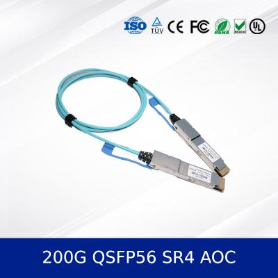 中国 光トランシーバーモジュール 200G QSFP56 SR4 AOC 3m、200G Ethernet OM4 MMF用、低消費電力、CMIS準拠 販売のため