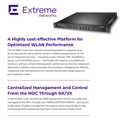 China Extreme network switch  Wireless WING NX 5500 Integrated Services Platform NX-5500-100R0-WR for sale