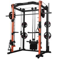 China Customized Color Personalized Logo Gym Equipment Pull up Bar Pull Down Pulley Cable Weight Stack Smith Machine Multi Squat Rack for sale