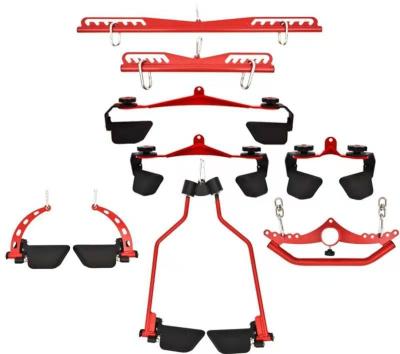 China Hot Selling 8 Piece Set Back Pull Handles Adjustable Rowing Pull Gantry Rack Training Bar Handle Accessories for sale