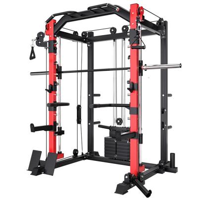 China Hot Selling Factory Price Multi Functional Home Gym Equipment Pull up Bar Pulley Cable Smith Machine Squat Rack for sale