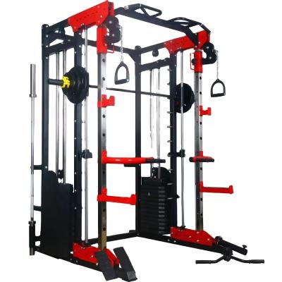 China Hot All-In-One Home Gym Equipment Multi-Functional Squat Rack and Smith Machine with Power Rack Exercise Plate and Cable Drive for sale