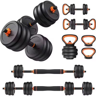 China 10kg Without Pot Handle Barbell Kettlebell Dumbbell Six-in-One Set Adjustable Rubberized Environmental Dumbbell for sale