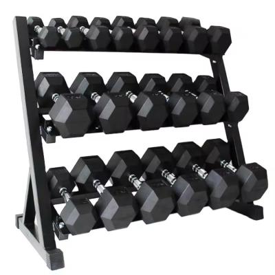 China Balance From Rubber Coated Hex Dumbbell Weight Set and Storage Rack Multiple Packages for sale