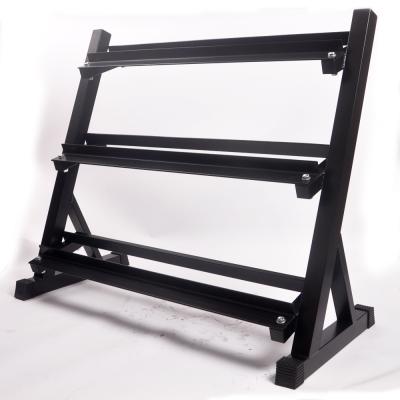 China New Widened Fixed Hexagonal Round Head Gym Dumbbell Rack Three-layer Dumbbell Rack Gym Personal Training Equipment Storage Rack for sale