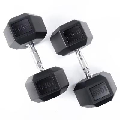 China Cast Iron Fitness Equipment Hex head Rubber weights set and Dumbbells for sale