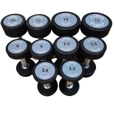 China Gym Special Rubber Pure Steel Dumbbell Equipment Home Fixed 2.5-50kg Commercial Round Steel Men for sale