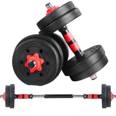 China Hot Selling Portable Gym Muscle Weight Cement Dumbbells Barbells Set 10 15 20 30 40 Kg Rubber Coated Cement Dumbbell Set for sale