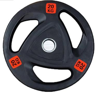 China Gym Fitness Equipment Customization logo Weightlifting Free Weights Rubber Coated Grip Plates Barbell Weight Plate for sale