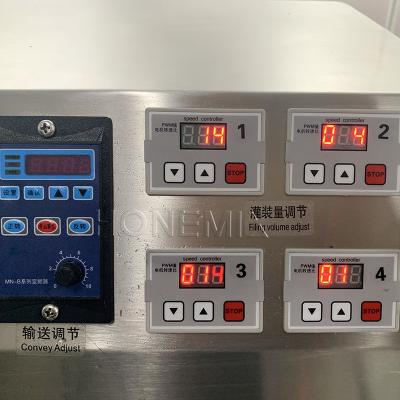 Cina Piccole macchine per riempimento liquido a 4 teste elettriche con nastro trasportatore in vendita
