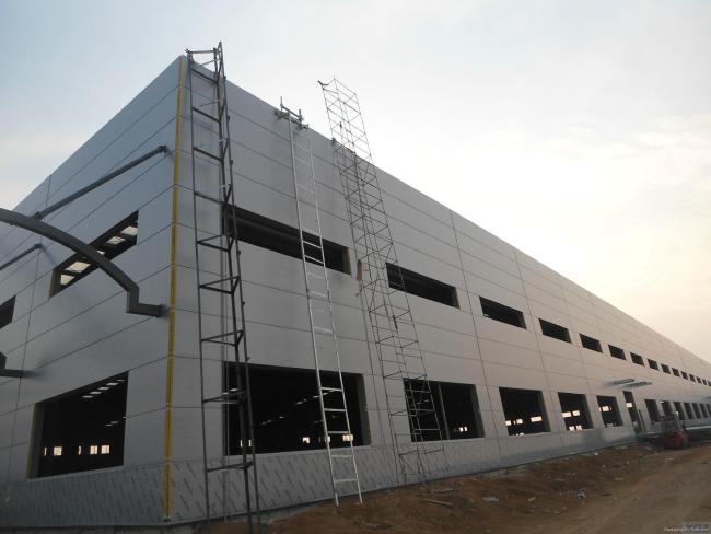 Steel structure workshop interior view