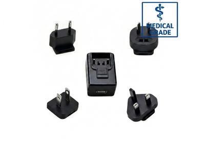 China 6W Medical AC/DC Adapter, Interchangeable Plug, IEC60601 2×MOPP, 5V 1.2A / 12V 0.5A Low Leakage for sale