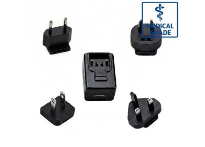 China 12W Medical AC/DC Adapter, Interchangeable Plug, UL CE CB Approved, 5V 2.4A / 12V 1A / 24V 0.5A Medical Grade Isolated for sale