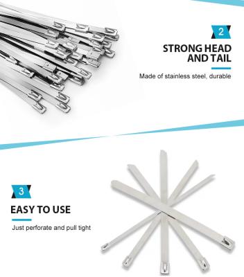 Cina 100pcs 304 Stainless Steel Cable Tie Stainless Steel Self Locking Zip Ties in vendita
