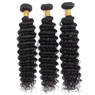 China Natural Black Deep Wave Remy Human Hair Bundles Sew In Weave Bundles Brazilian Bundle Deals for sale